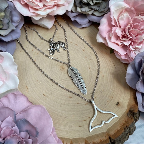 Jewelry | Boho Multilayer Elephant Leaf Whale Tail Necklace | Poshmark